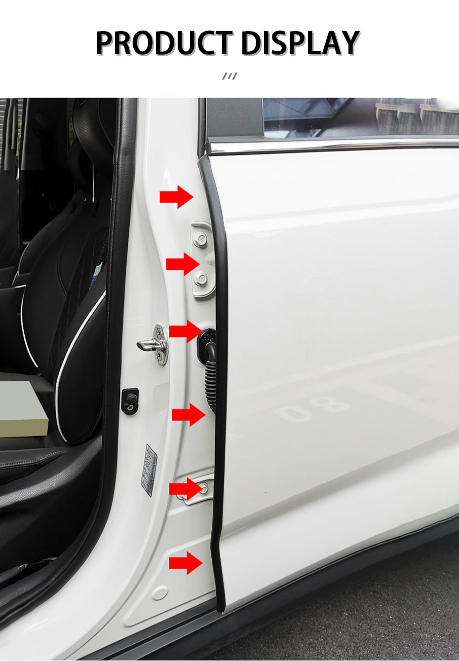 SEAMETAL Car Door Edge Protector Rubber Seal Strip B Pillar Universal Auto Soundproof Dustproof ...