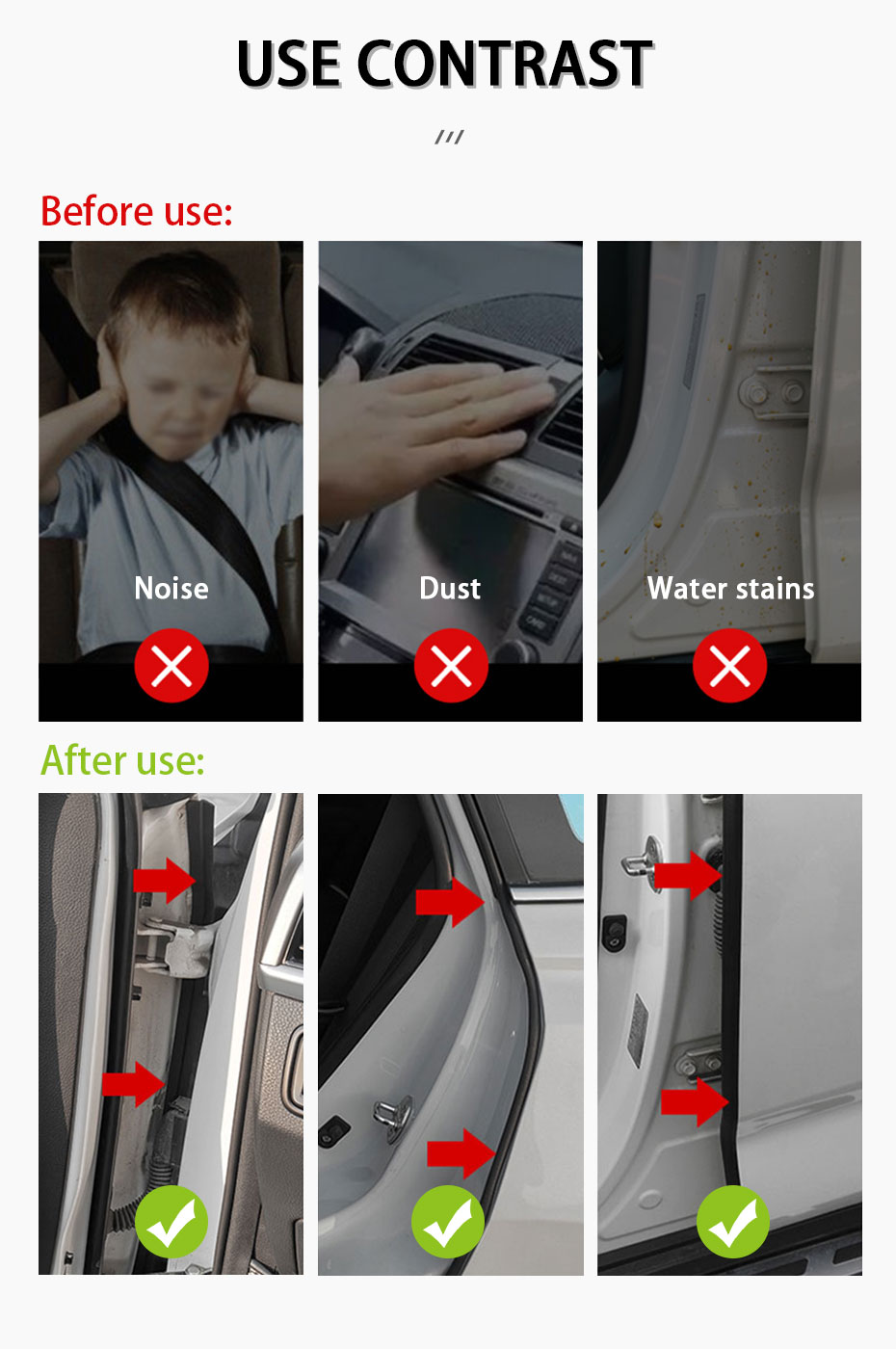 SEAMETAL Car Door Edge Protector Rubber Seal Strip B Pillar Universal Auto Soundproof Dustproof ...