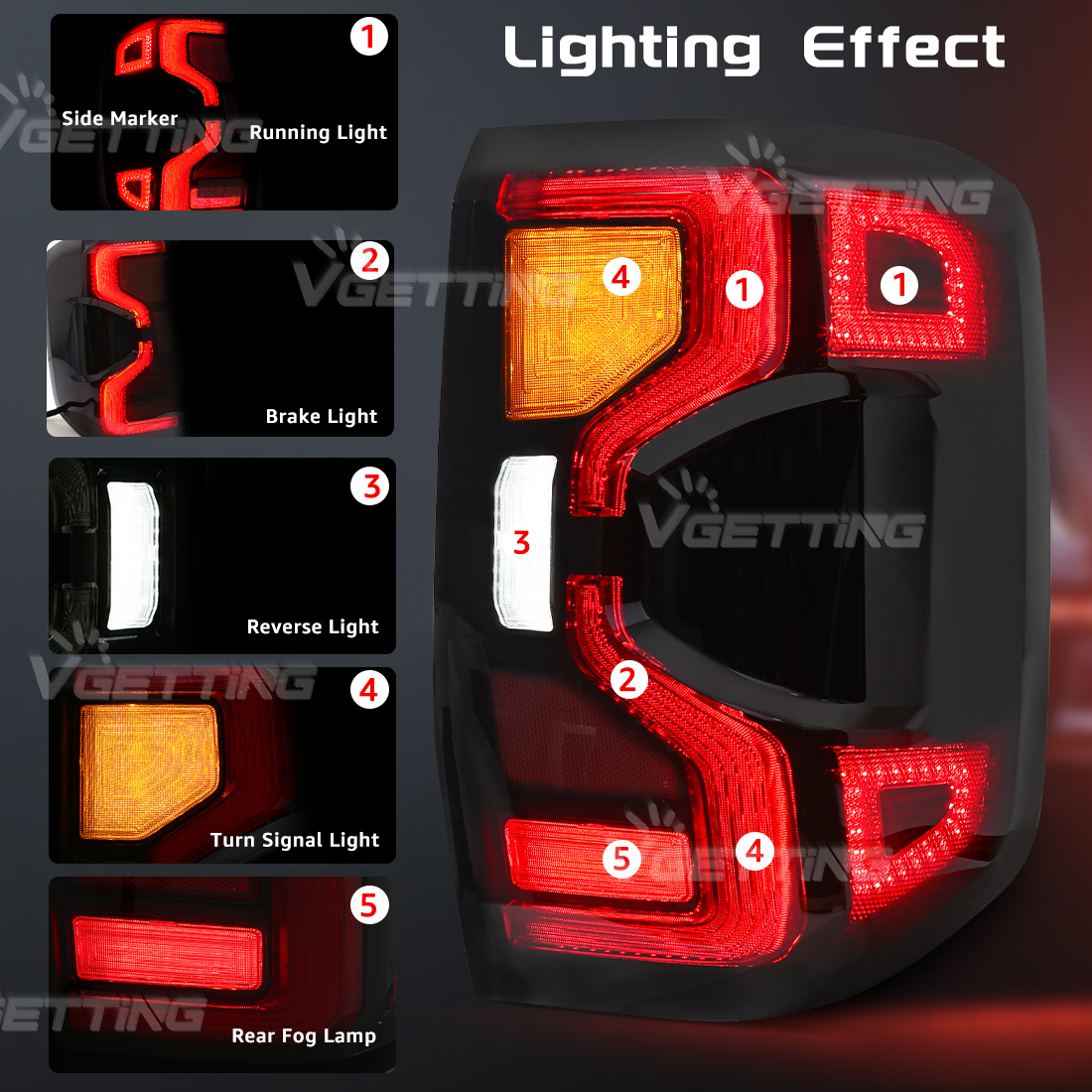 LED Rear Tail Light For Ford Ranger T9 Xl Xlt WIldtrack 2022 2023 2024 ...