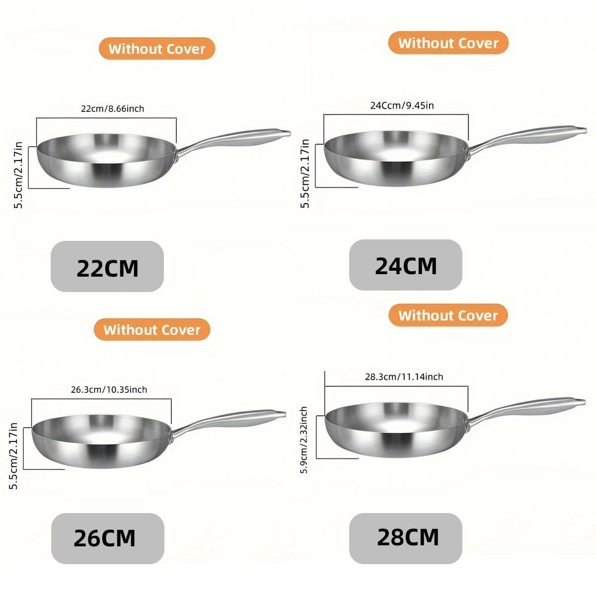 APPKER 1PC, Nonstick Frying Pan, 304 Stainless Steel Non-Stick Skillet ...