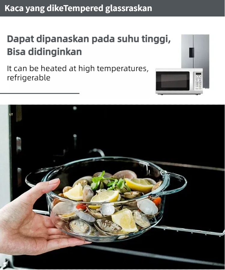 Ready stock Tempered Glass Bowl Mangkuk hidang Kaca Serving with lid ...