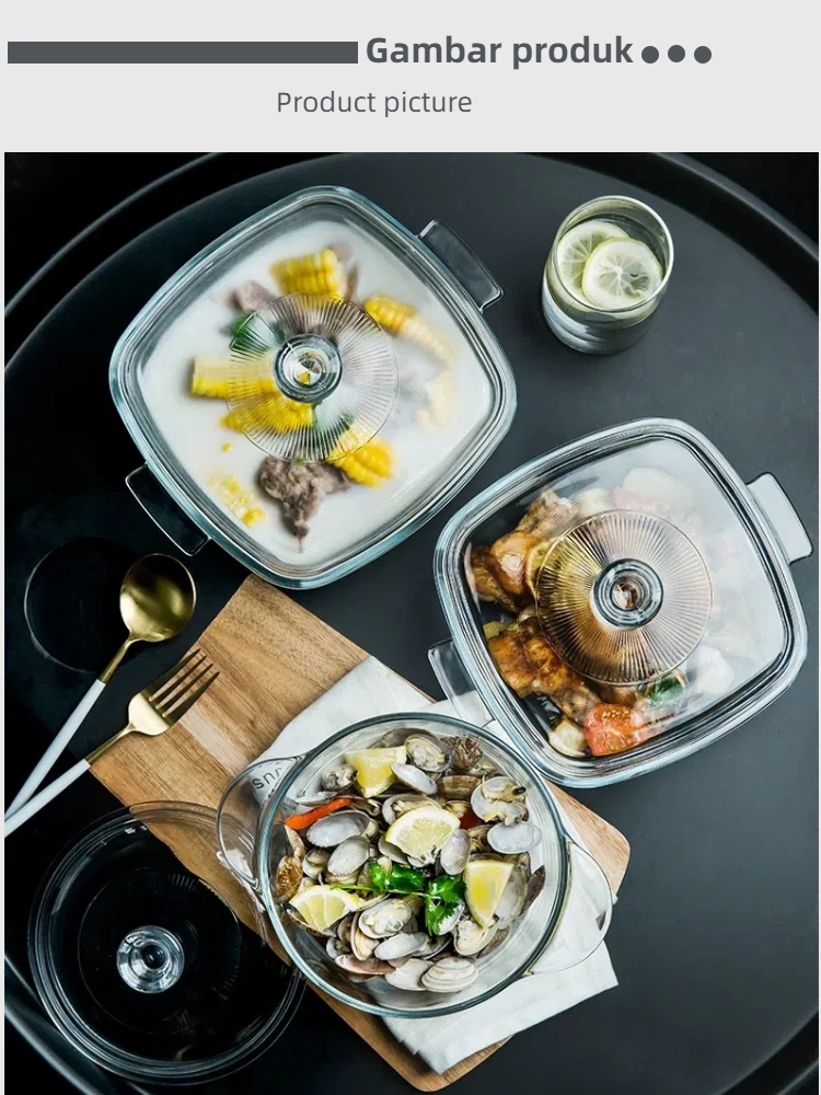 Ready stock Tempered Glass Bowl Mangkuk hidang Kaca Serving with lid ...