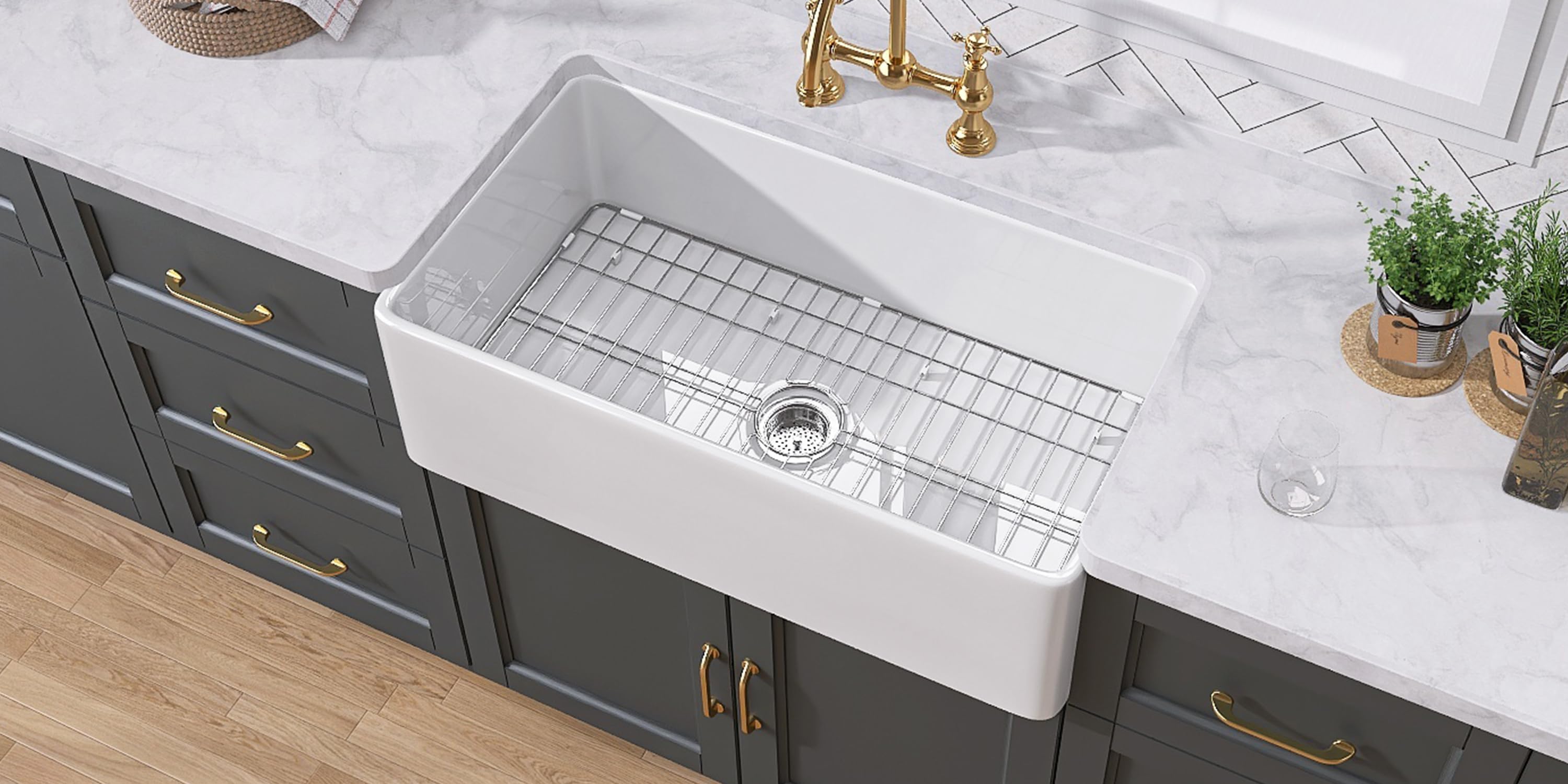 LOCAL STOCKS-Farmhouse Single Kitchen Sink , Reversible Double Bowl ...