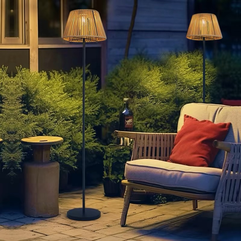 Retro Rattan Weaving Solar Lights Outdoor Waterproof Floor Lights ...