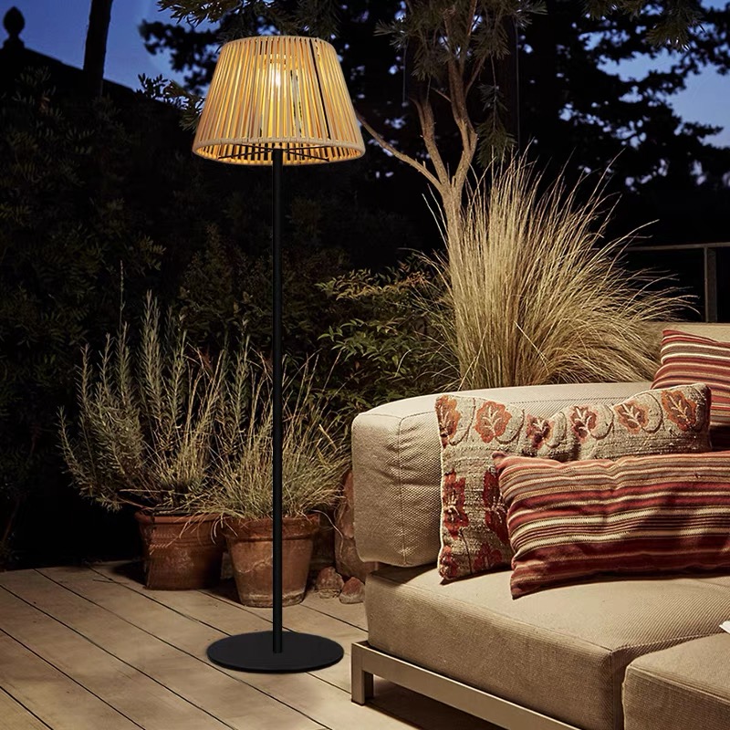 Retro Rattan Weaving Solar Lights Outdoor Waterproof Floor Lights ...