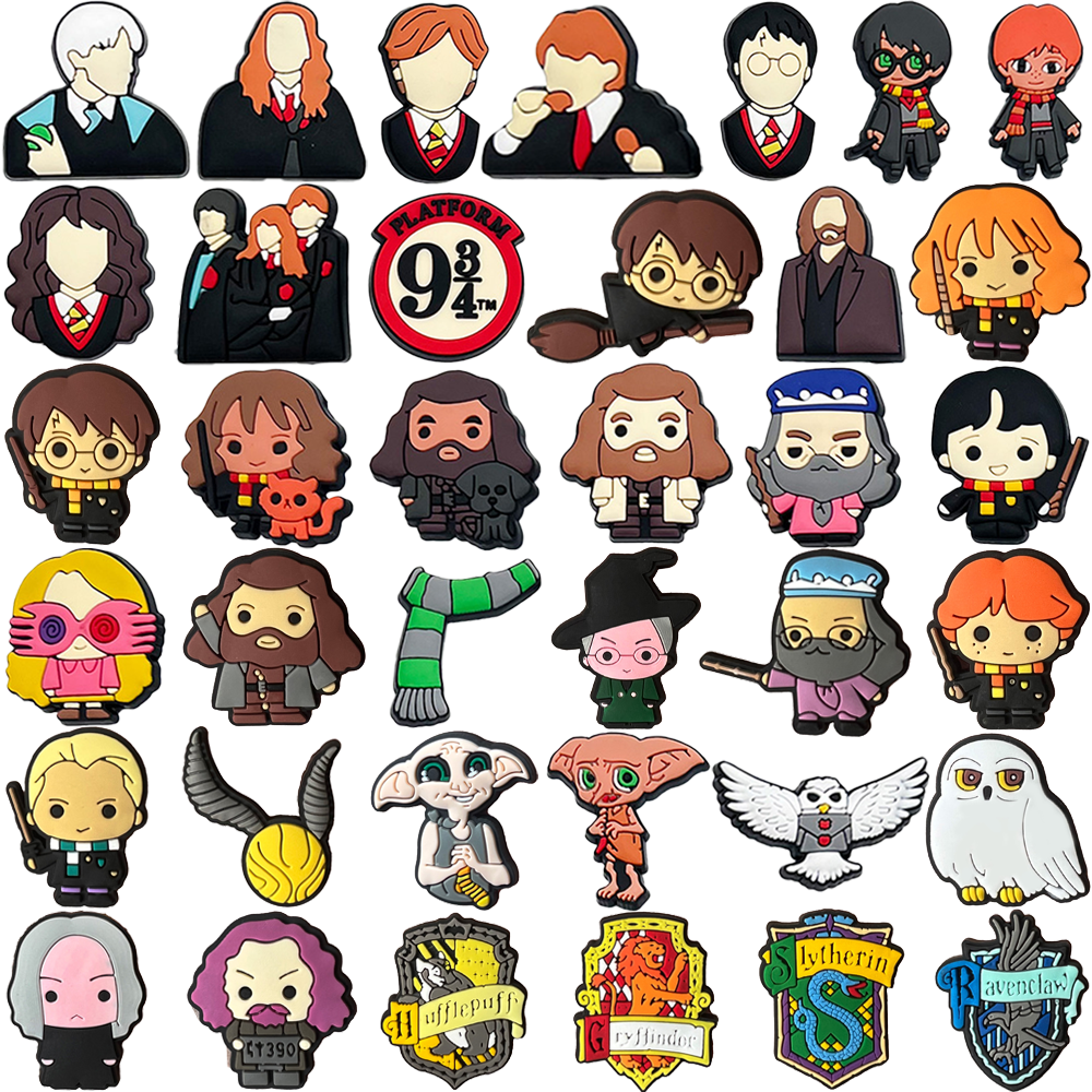 Hot 37 pcs Harry Potter Magic Academy Shoe Charms cartoon Pin ...