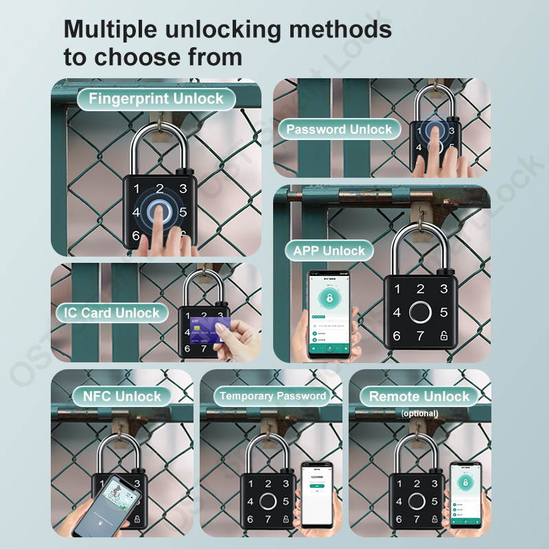 OUSHITE Tuya Waterproof Smart Padlock With Fingerprint Heavy Duty ...