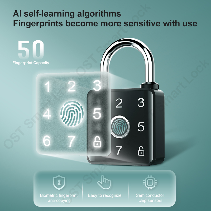 OUSHITE Tuya Waterproof Smart Padlock With Fingerprint Heavy Duty ...