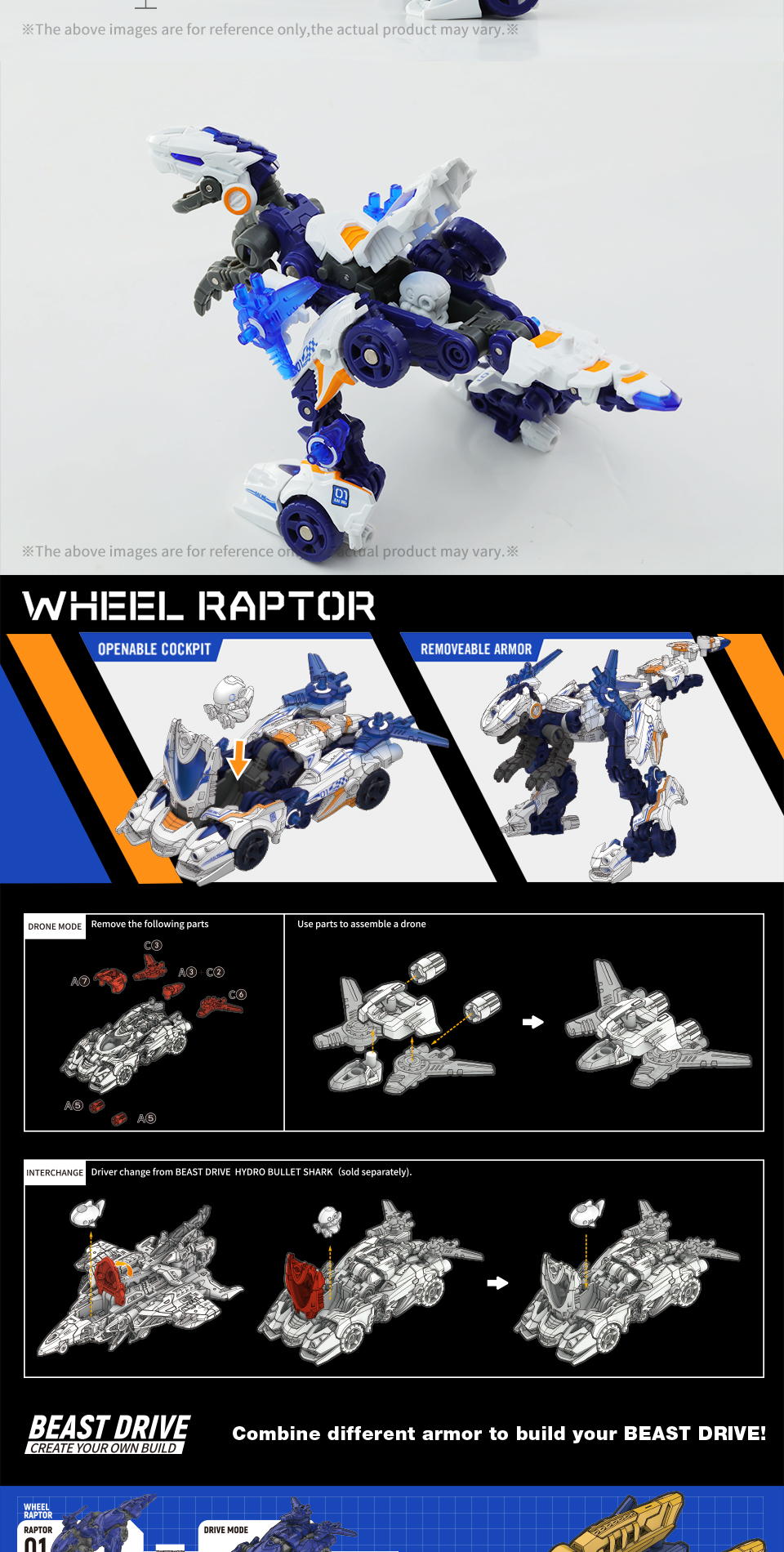 52TOYS BEASTDRIVE BD-01 WHEEL RAPTOR Mecha Deformation Action Figure ...