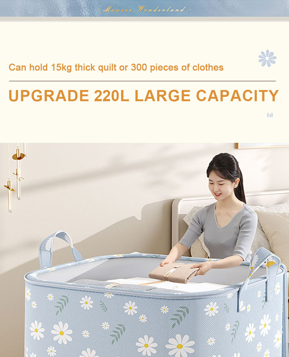 New 180/220L Daisy Storage Bag Large Storage Box Clothes Organizer Quilt Clothes Storage Bakul ...
