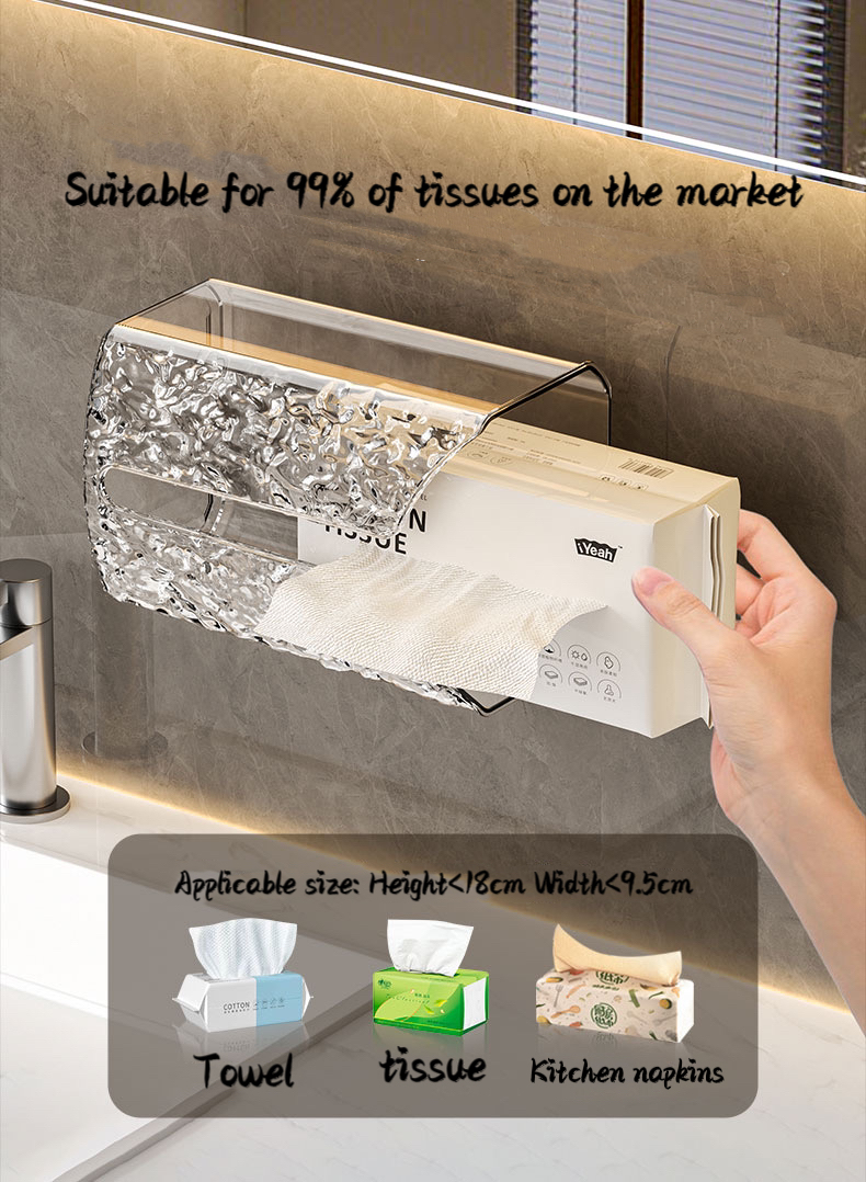 Water Ripple Transparent Tissue Box Wall Mounted Kleenex Wash towel ...