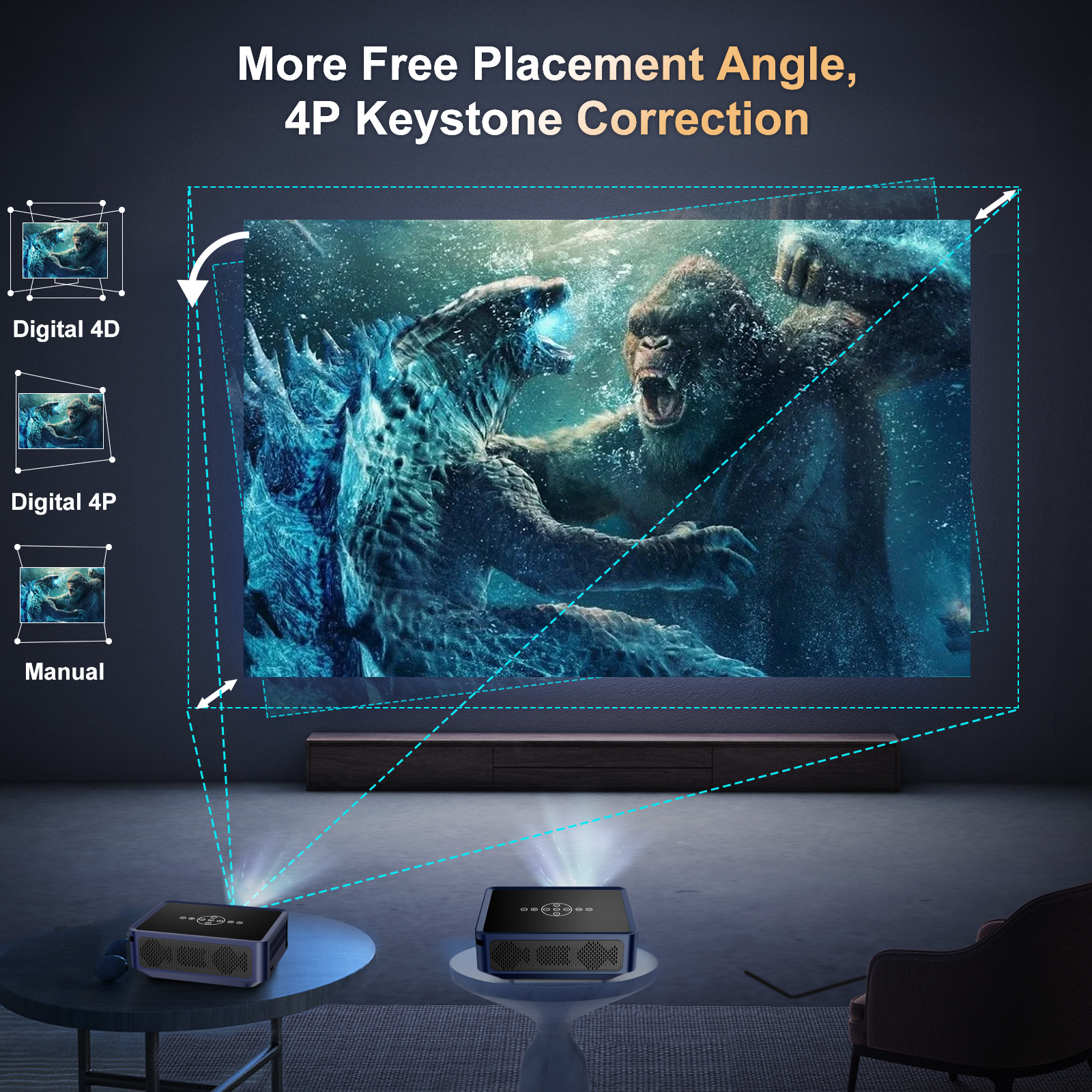 XGODY X1 Pro 8K Smart Projector 1080P Ultra HD Android 9.0 LCD ...