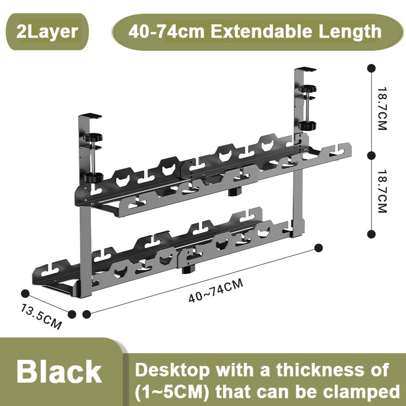*Extendable* Under Desk Cable Management Wire Organizer Tray Pc Cabel ...