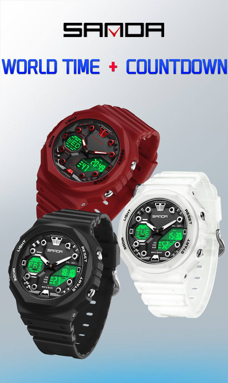 SANDA Large Dial Multifunctional Urban Waterproof Men's Watch 6200-4 | Shopee Malaysia