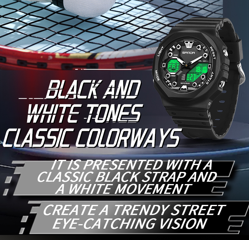 SANDA Large Dial Multifunctional Urban Waterproof Men's Watch 6200-4 ...