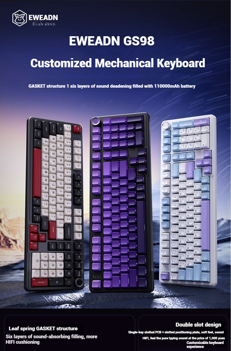 EWEADN GS98 customized mechanical keyboard Wireless three-mode ...