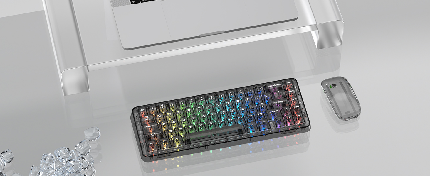 Womier Transparent RGB Keycaps 114 Keys Shine Through Crystal PBT ...