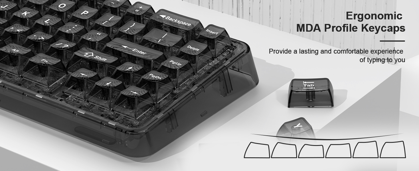 Womier Transparent RGB Keycaps 114 Keys Shine Through Crystal PBT ...