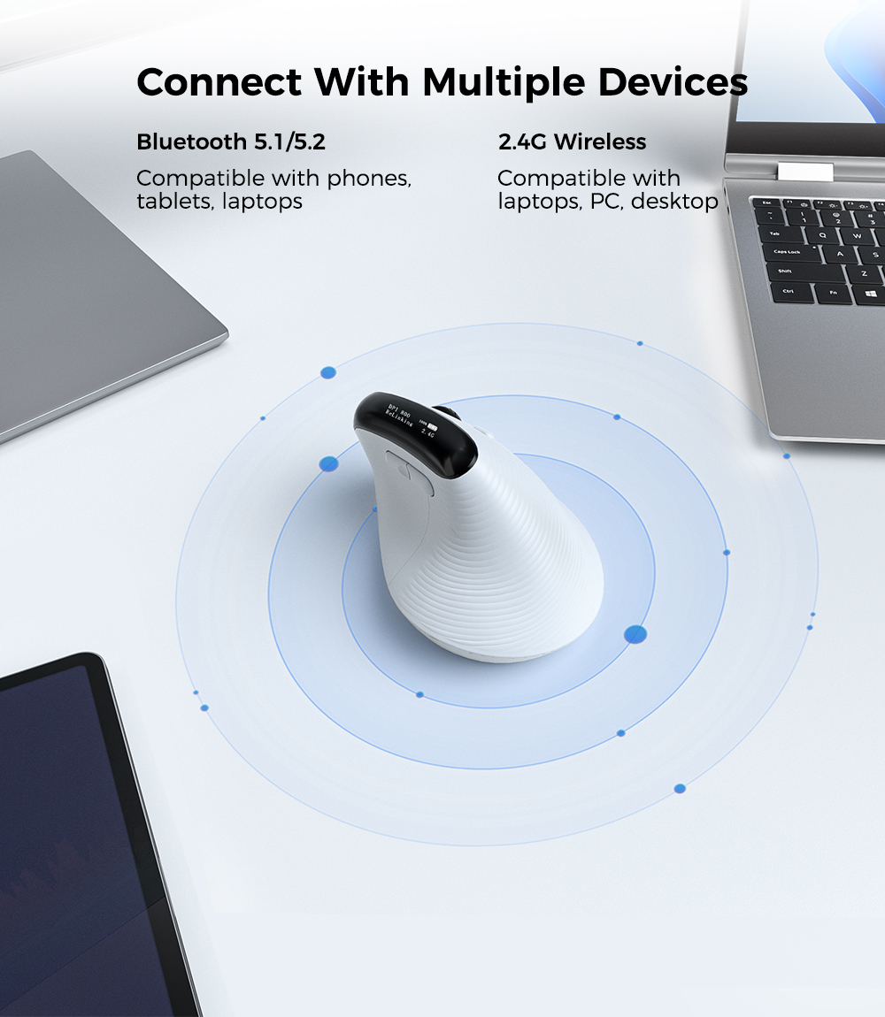 KYSONA EM11 Pro Ergonomic Wireless Mouse Vertical Design OLED Screen of ...