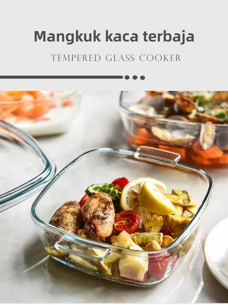 Ready stock Tempered Glass Bowl Mangkuk hidang Kaca Serving with lid ...