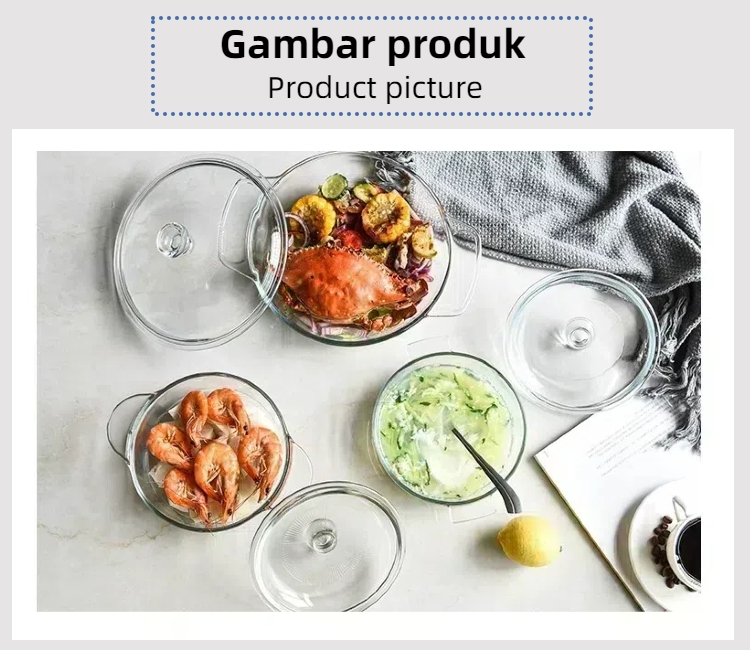 Ready stock Tempered Glass Bowl Mangkuk hidang Kaca Serving with lid ...