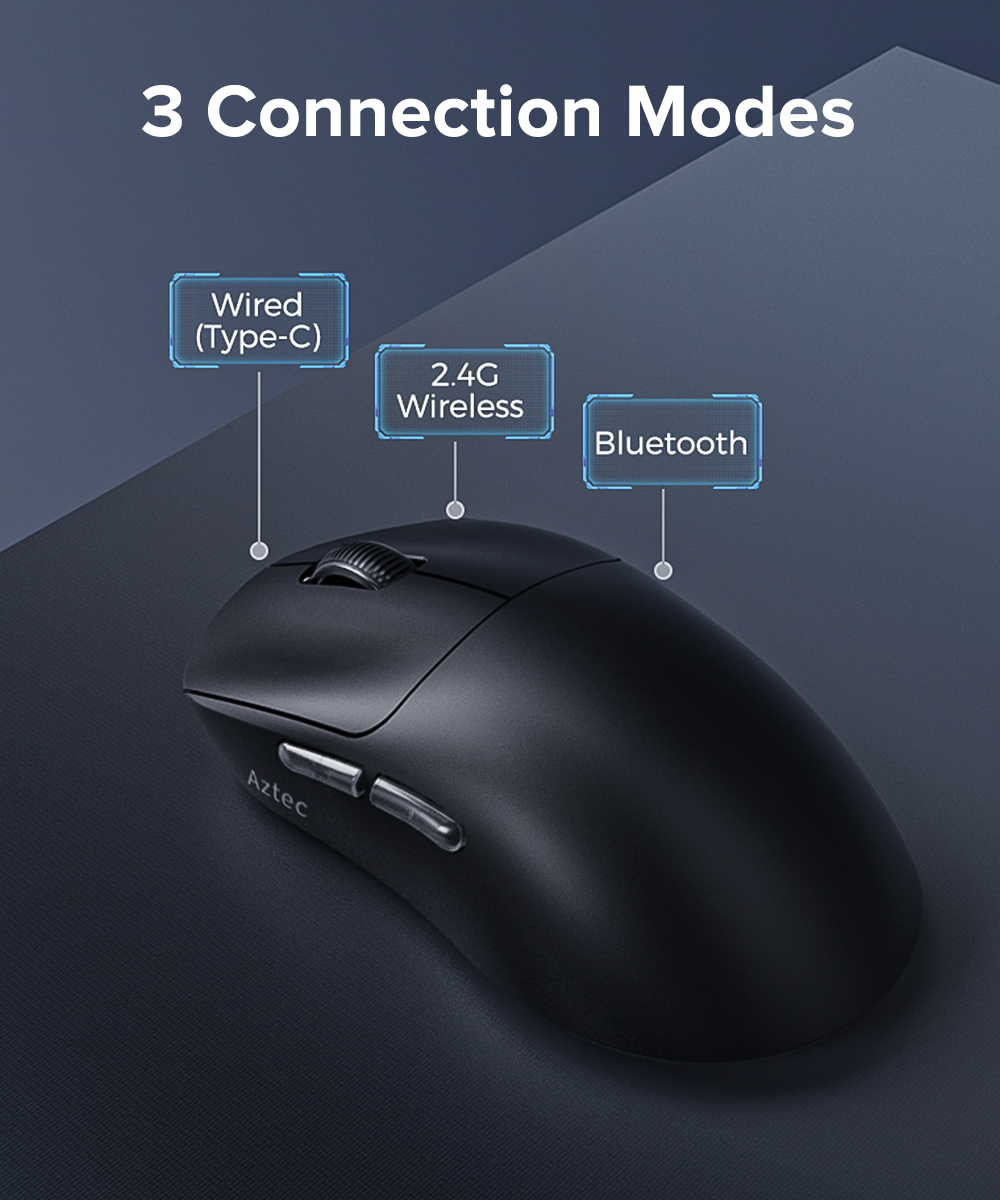 KYSONA Aztec Gaming Mouse Wireless Ultra-Lightweight 55g PAW3395 Sensor ...