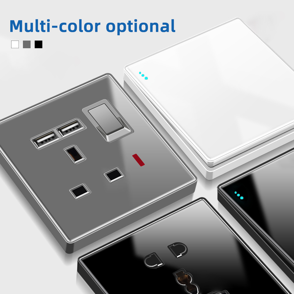 VISWE wall socket usb socket 3 pin socket universal socket 13a socket 250V white socket，86/146 ...