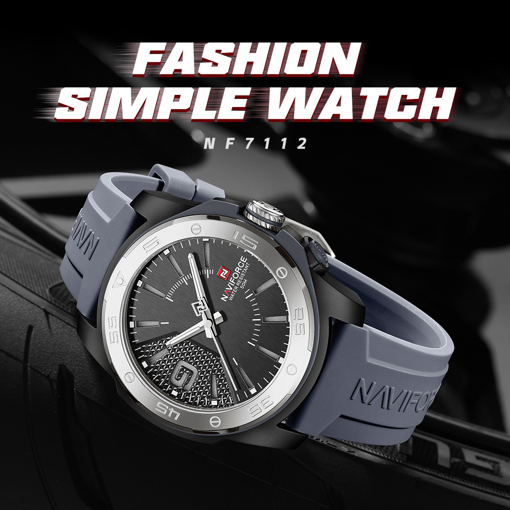 Naviforce 7112 Original Brand Men's Watch Fashion Simple Sports Watch Luminous Silicone Strap ...