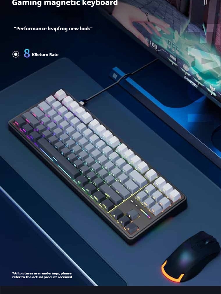 RK ROYAL KLUDGE C87 wired esports magnetic white axis magnetic keyboard, 8k return rate, RT ...