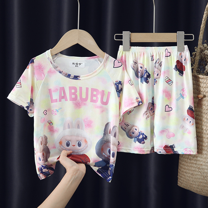 Pajama Set Girl Sleep Wear Cute Labubu Cartoon Printing Kids Pyjamas ...