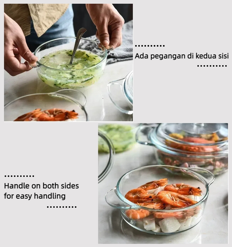 Ready stock Tempered Glass Bowl Mangkuk hidang Kaca Serving with lid ...