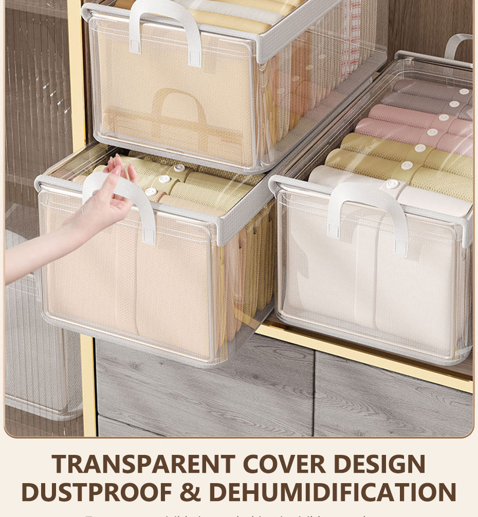 PVC Transparent Storage Box With Cover Clothes Organizer Wardrobe Kotak ...