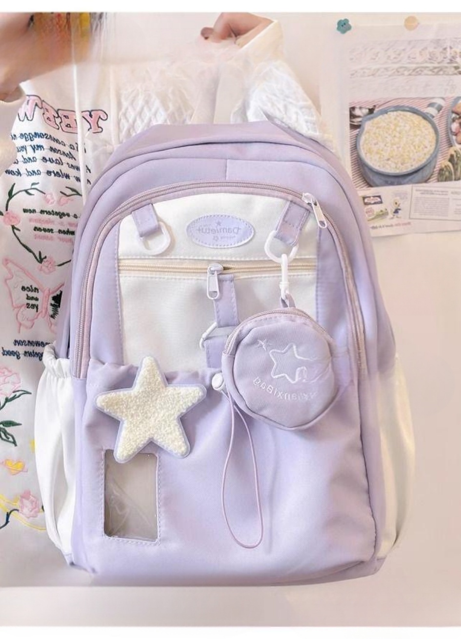 Cute school bag girl Student School Backpack korean style Contrast ...