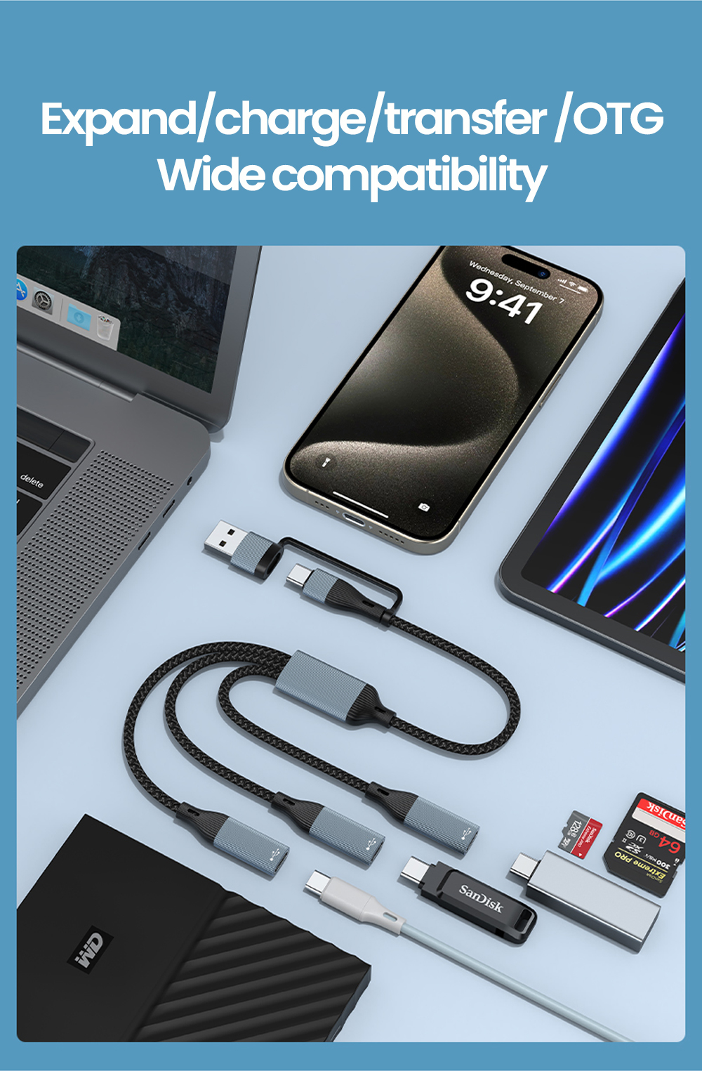 Elough USB/Type C Male to Multi Type-C Ports Multi-interface Computer ...