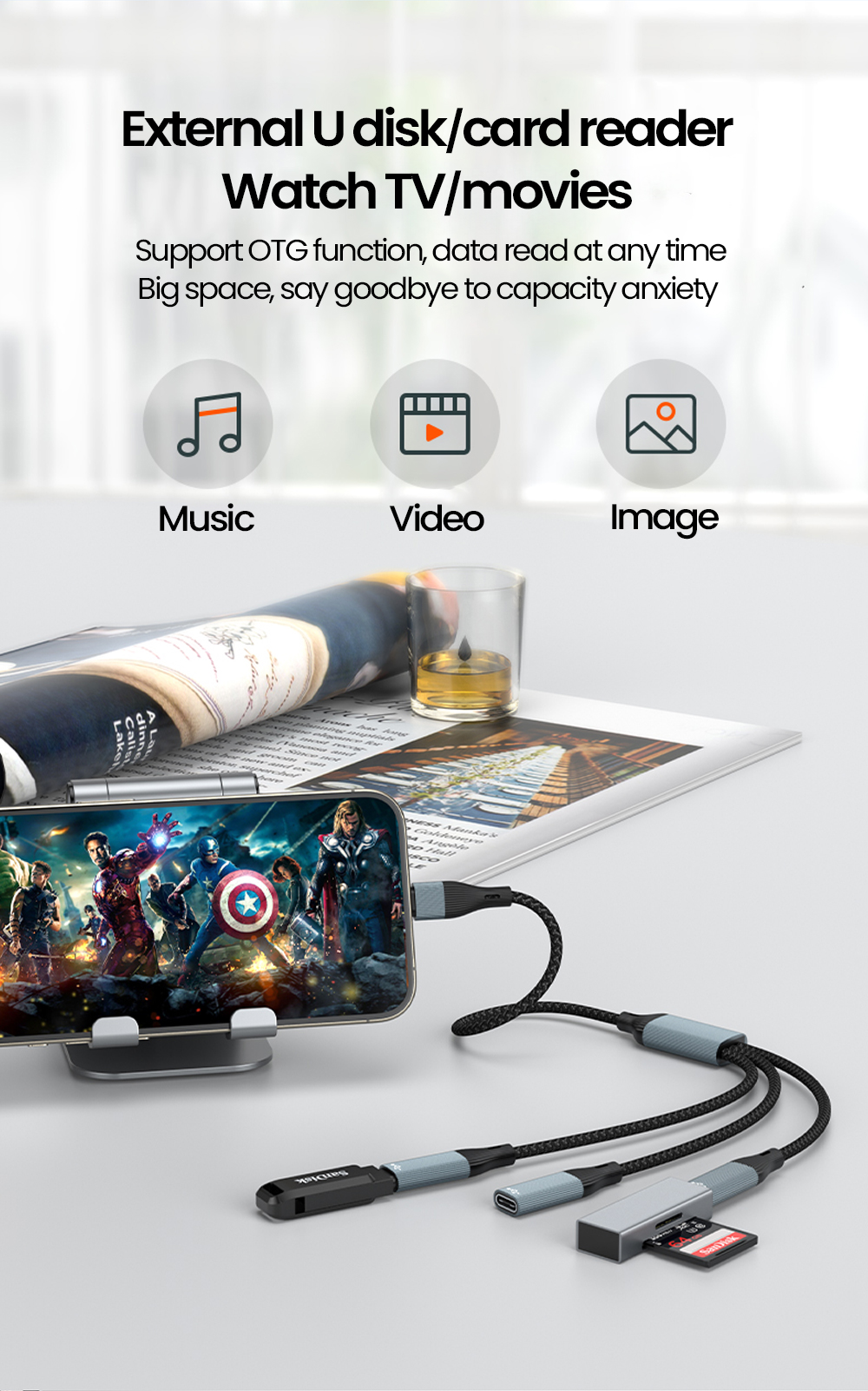 Elough USB/Type C Male to Multi Type-C Ports Multi-interface Computer ...
