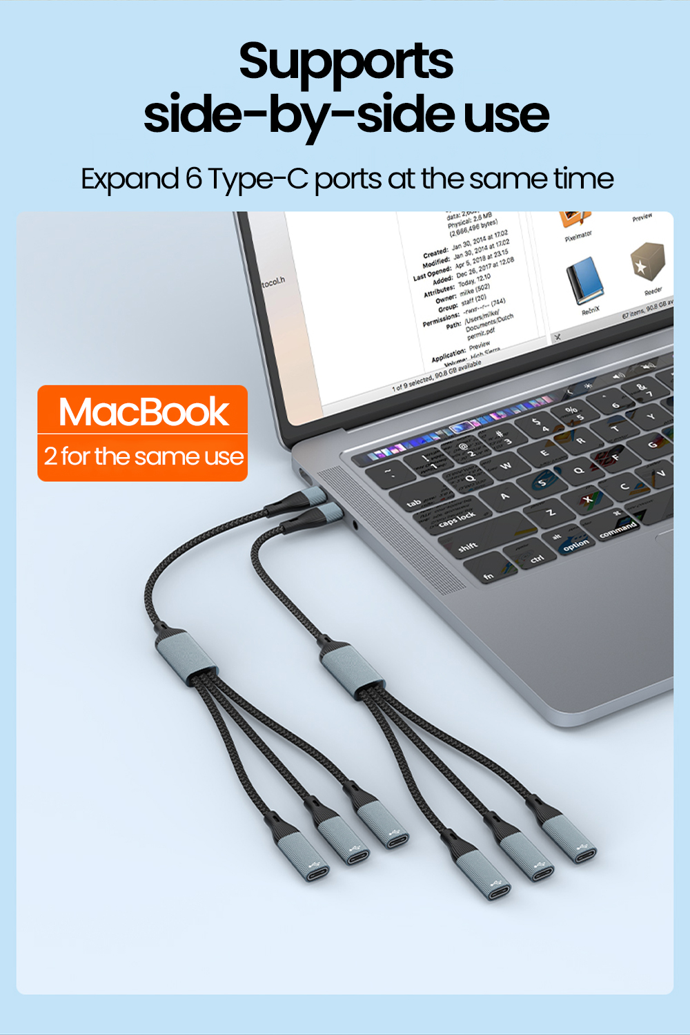 Elough USB/Type C Male to Multi Type-C Ports Multi-interface Computer ...