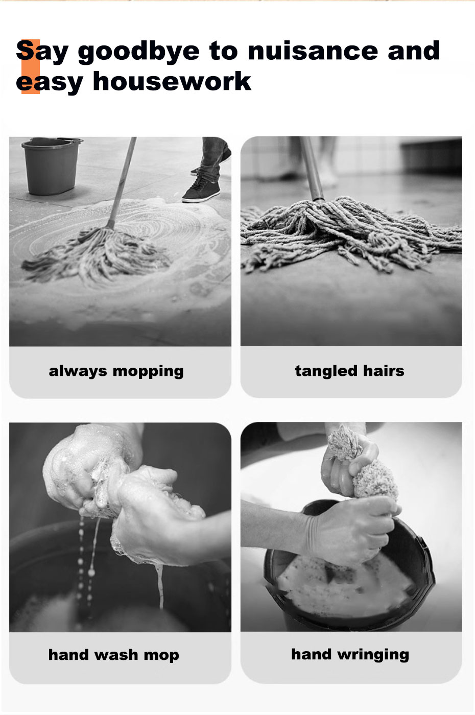 45CM Large Flat Mop Heavy Duty Mop Lantai 360° Rotatable Floor Mop With ...