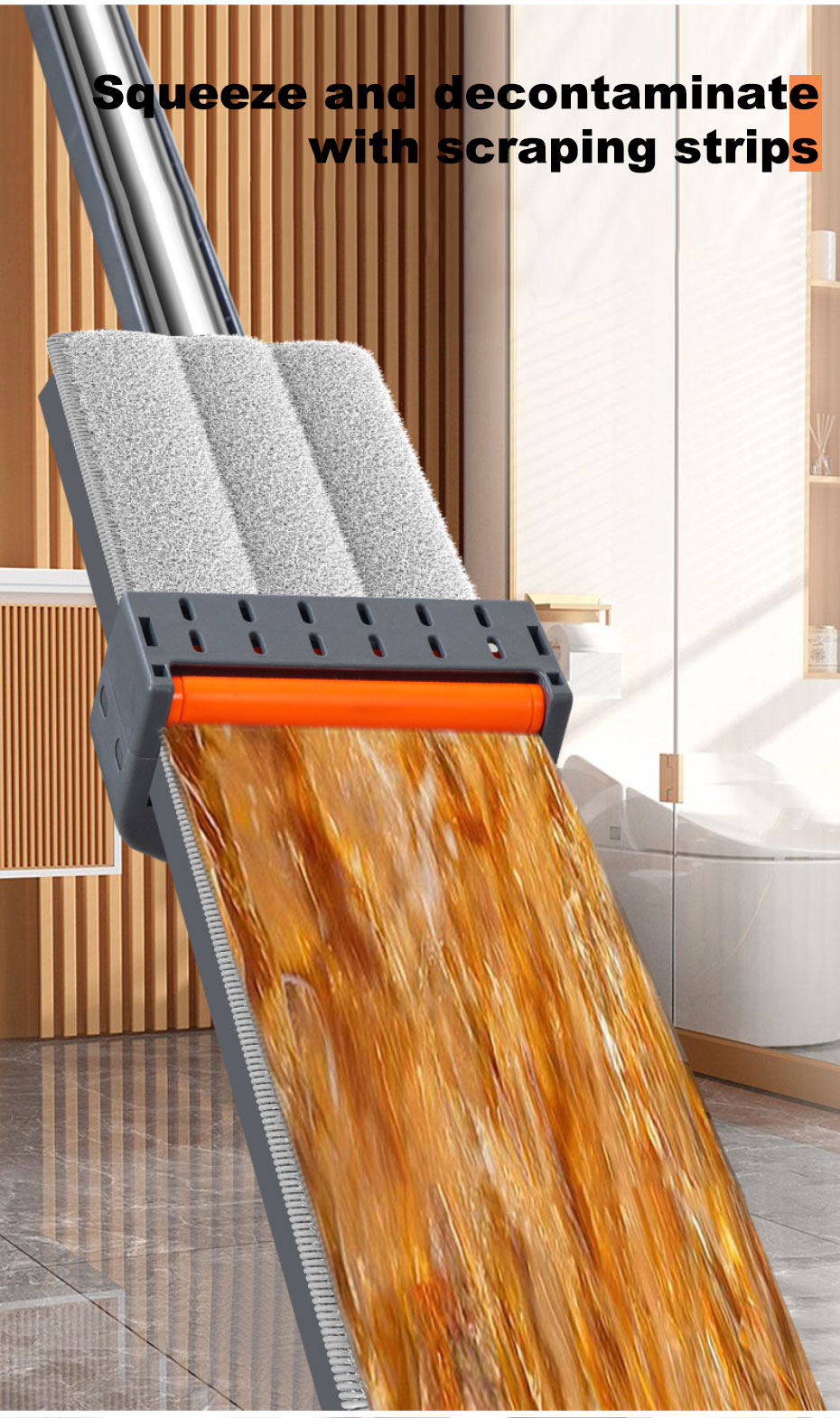 45CM Large Flat Mop Heavy Duty Mop Lantai 360° Rotatable Floor Mop With ...