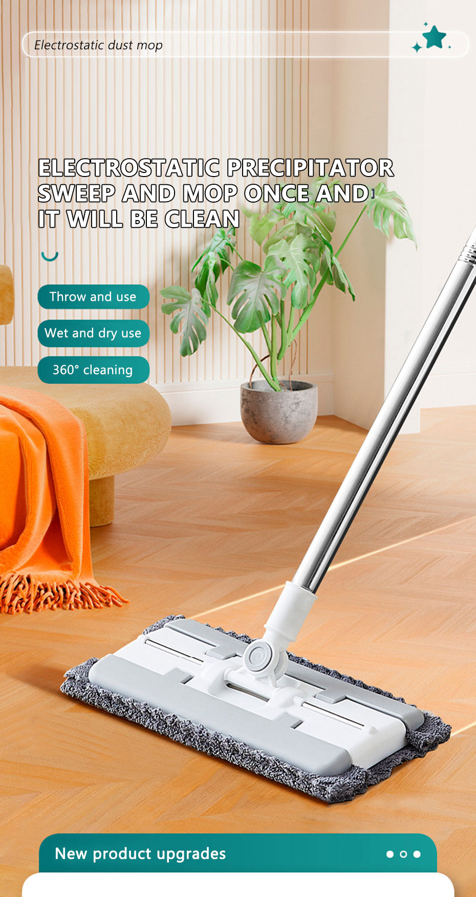 Electrostatic Flat Mop Tisu Pengelap Lantai Mop Tisu Dust Removal Paper ...