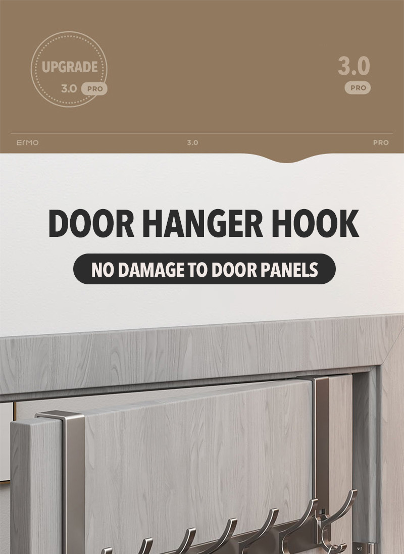 RUMAH+ 6/7 Hooks Back Door Hanger No Drill Hanger Behind Door Punch ...