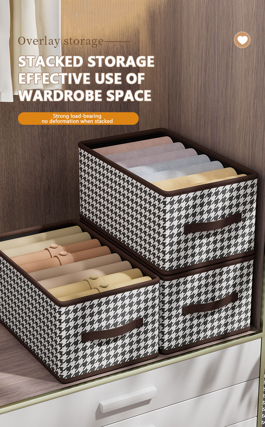 3PCS Clothes Organizer Storage Box Foldable Clothes Storage Box ...