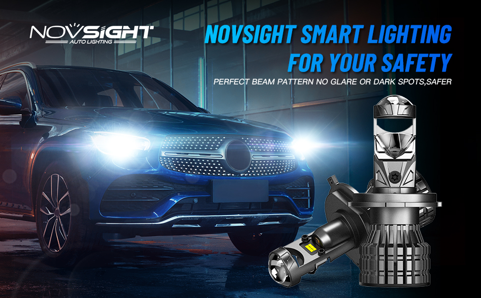 Novsight N92 Car H4 H11 H7 9005 9006 LED Projector Lens Headlight with Canbus fan 6500K 120W ...