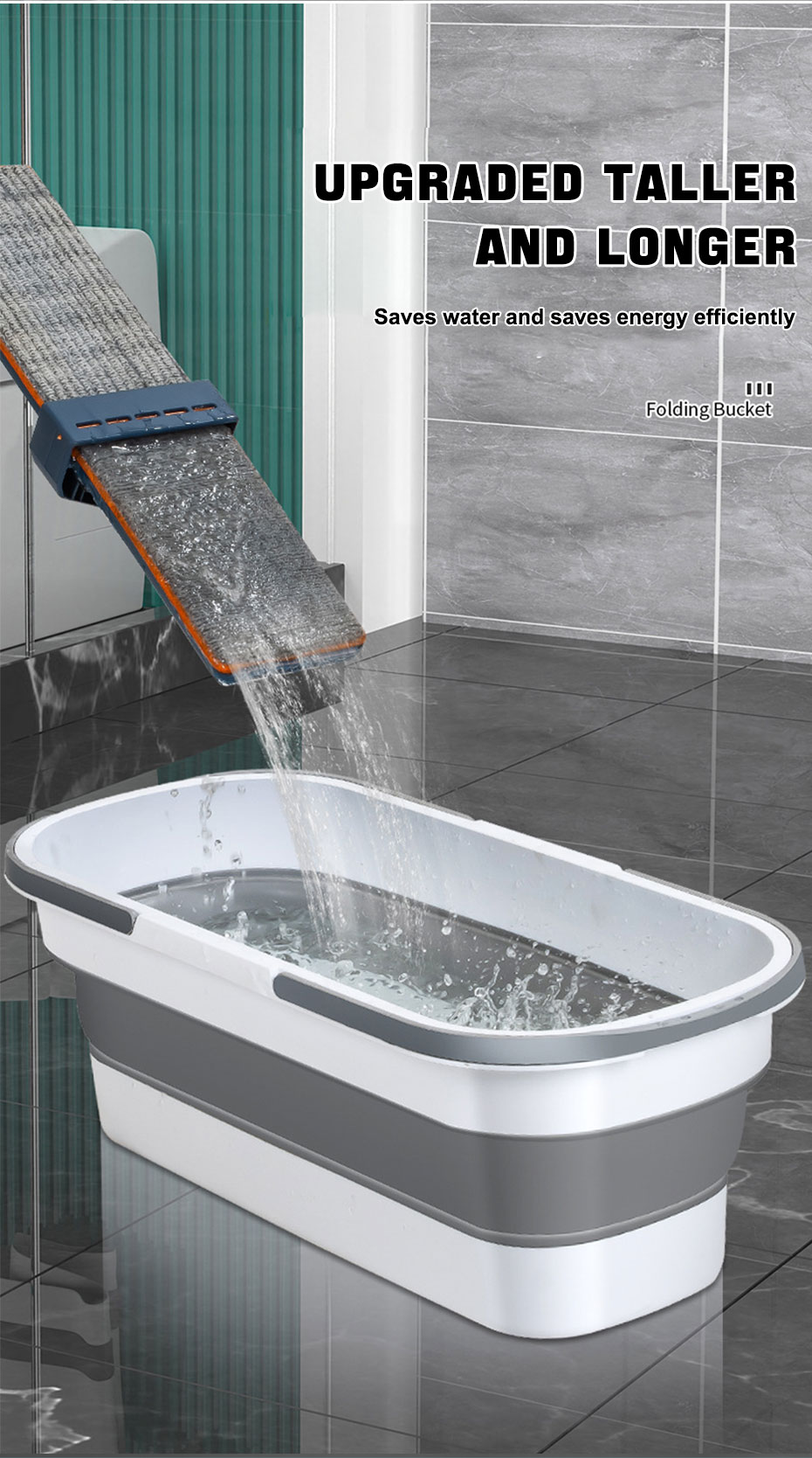 Foldable Mop Bucket 60CM Large Capacity Rectangle Mop Bucket With ...