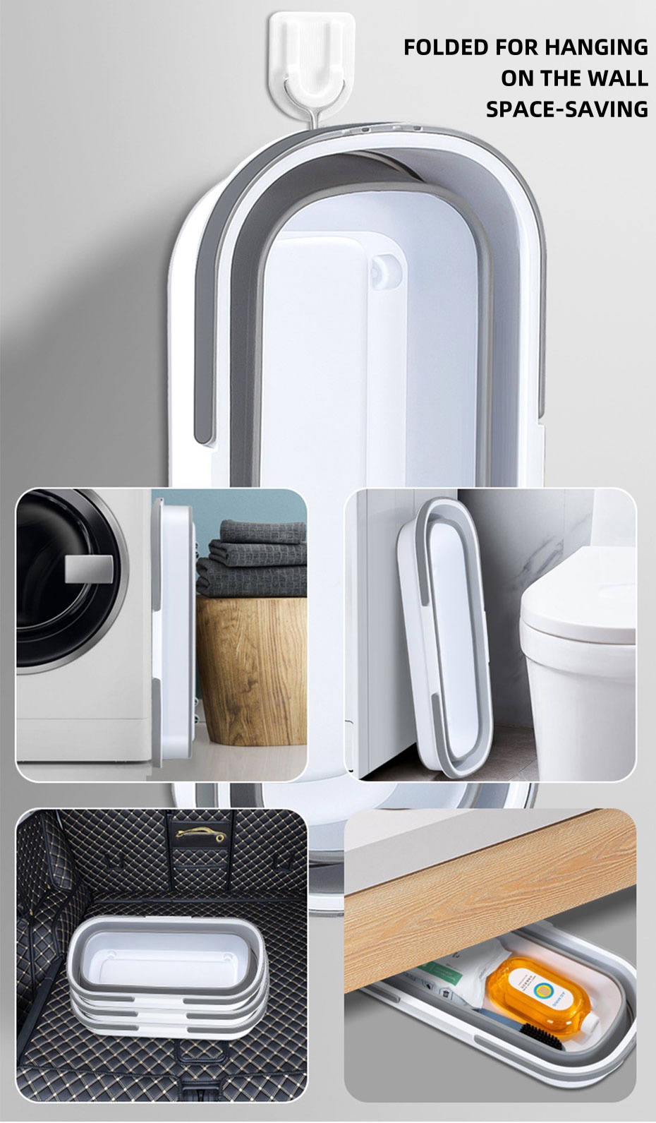 Foldable Mop Bucket 60CM Large Capacity Rectangle Mop Bucket With ...