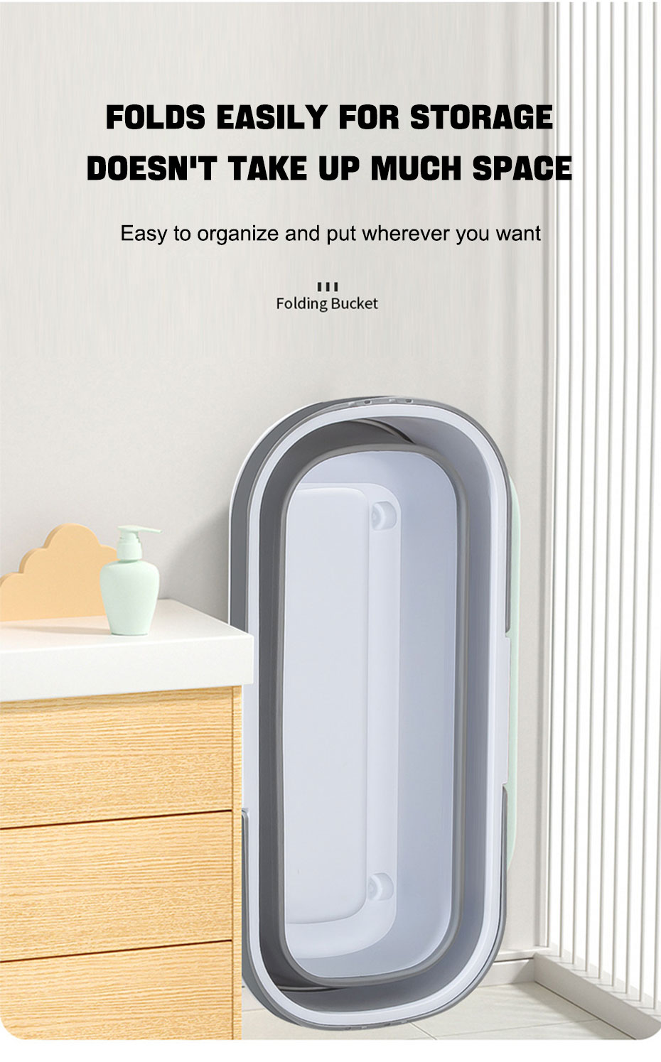 Foldable Mop Bucket 60CM Large Capacity Rectangle Mop Bucket With ...