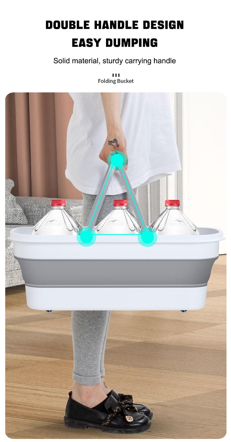 Foldable Mop Bucket 60CM Large Capacity Rectangle Mop Bucket With ...