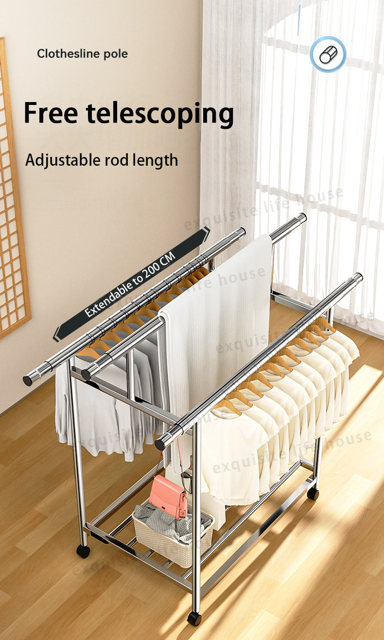 【Ready Stock】Stainless Steel Clothes Rack Extendable Cloth Drying Rack ...