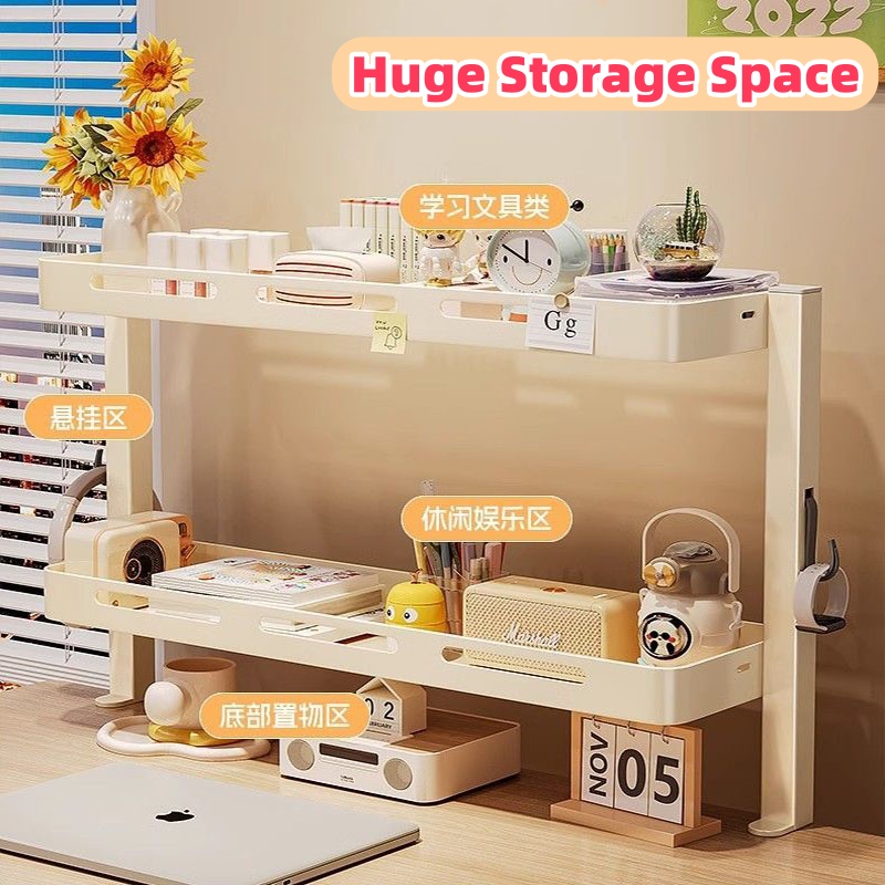 2 Tier Desktop Storage Rack Office Storage Display Rack Desk Bookshelf ...