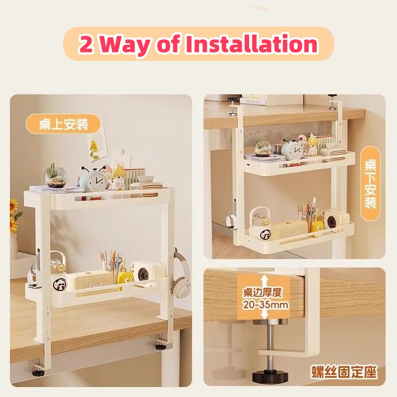 2 Tier Desktop Storage Rack Office Storage Display Rack Desk Bookshelf ...