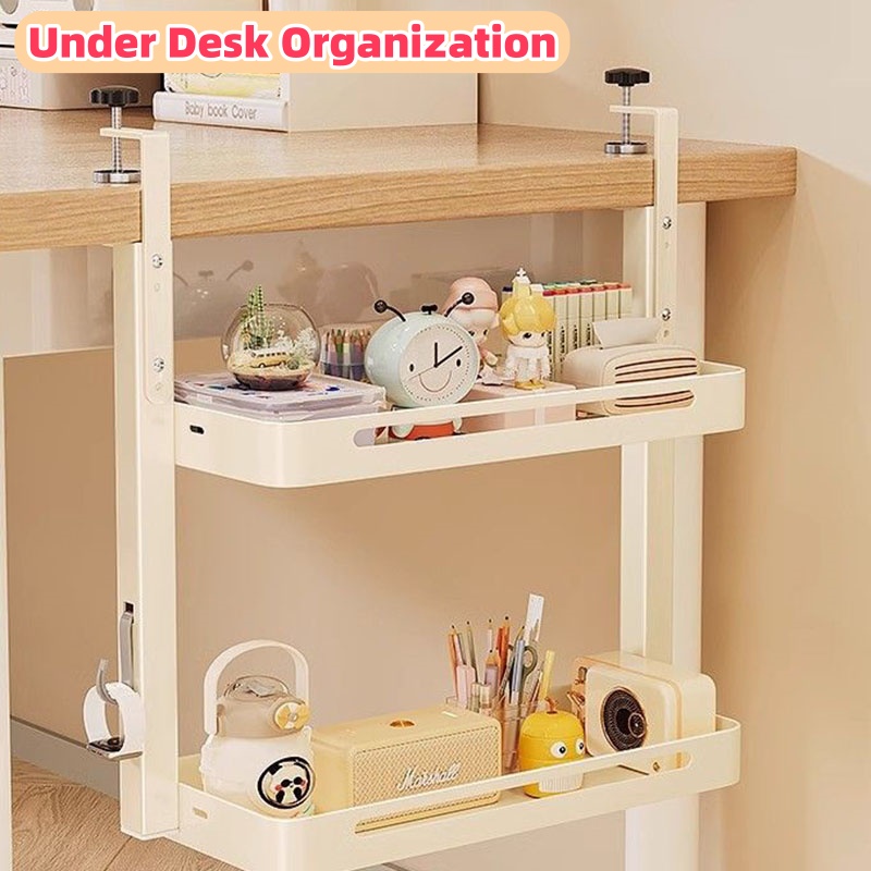 2 Tier Desktop Storage Rack Office Storage Display Rack Desk Bookshelf ...